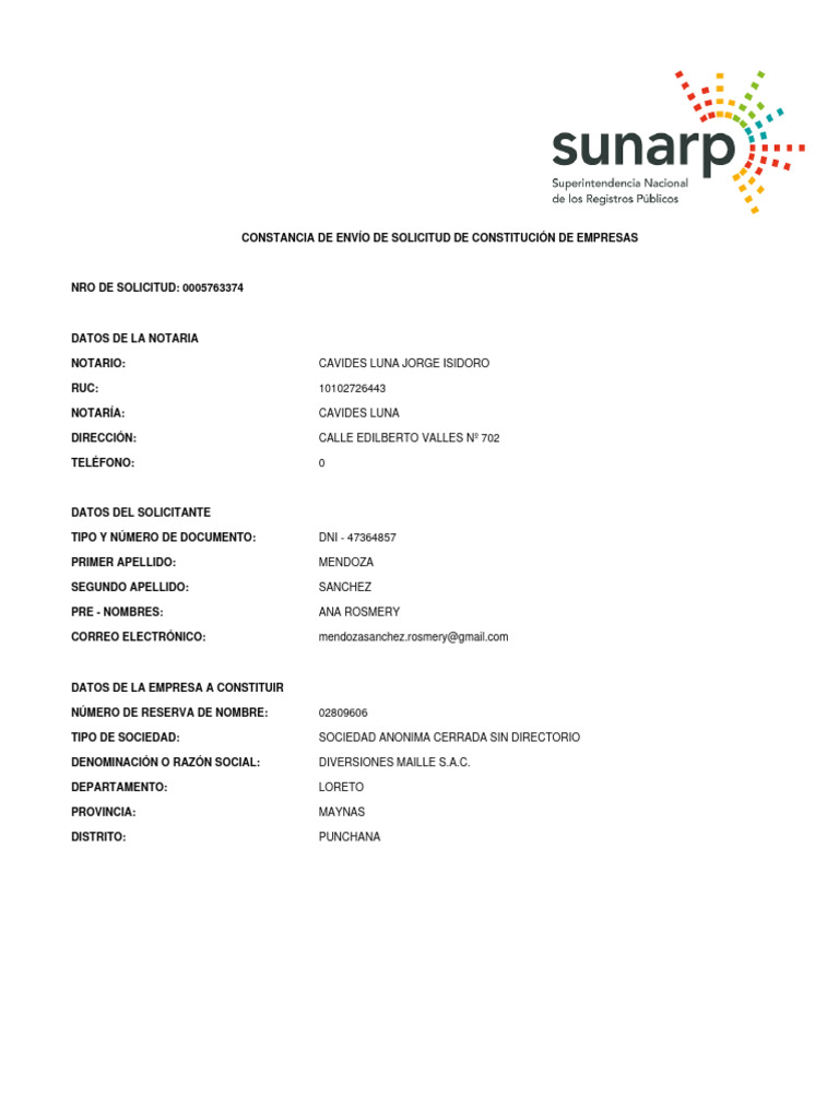 Constancia de Sunarp | PDF | Publicidad