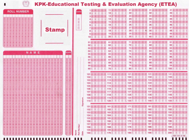 Etea Medical Omr Sheet | PDF