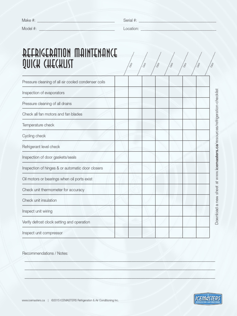 Icemasters Refrigeration Checklist | Download Free PDF | Thermodynamics ...