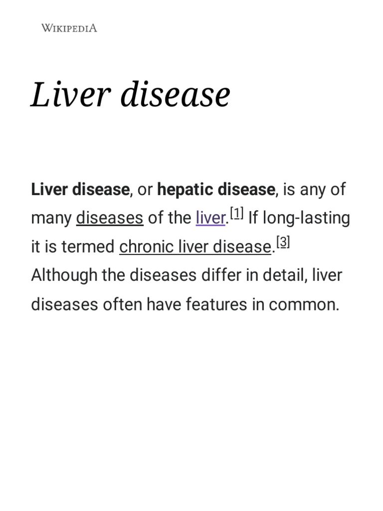 Liver Disease - Wikipedia | PDF | Causes Of Death | Gastroenterology