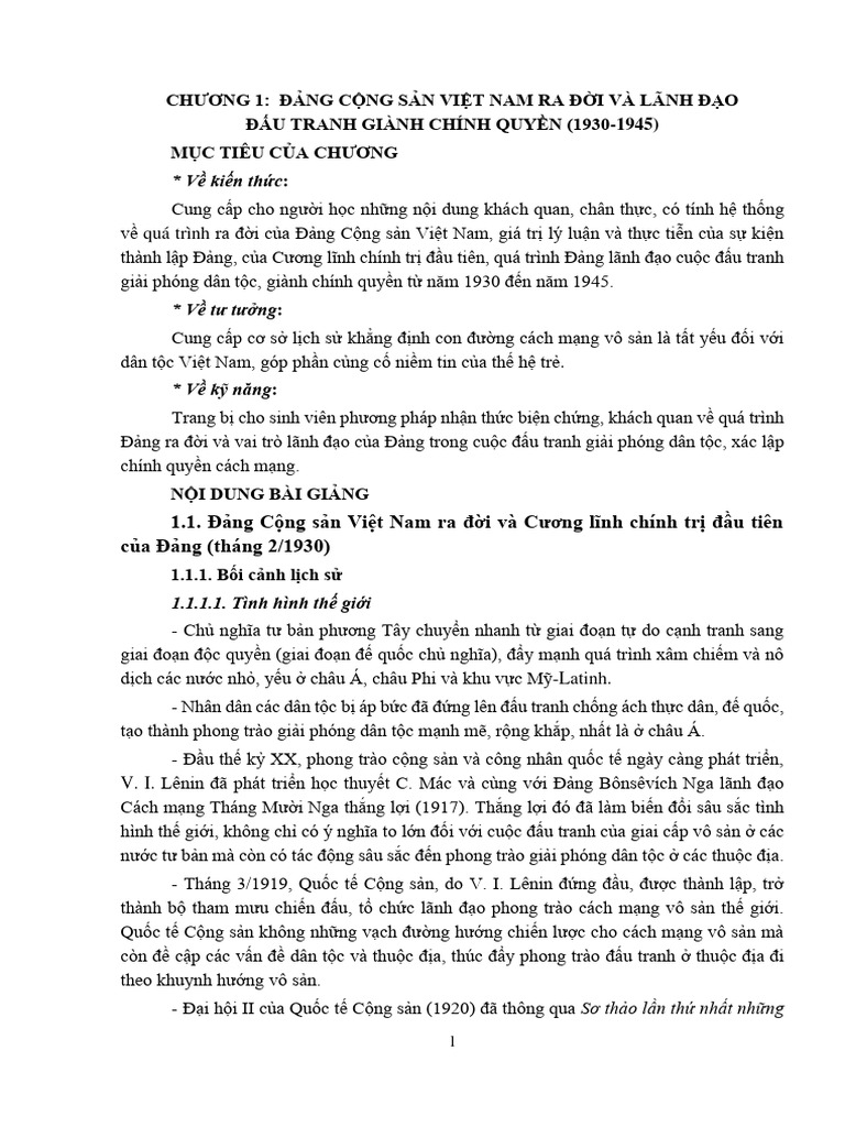 2.2. TLHT Lịch sử Đảng CSVN Chương 1 | PDF