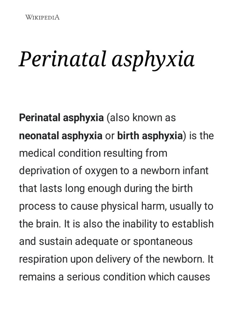 Perinatal Asphyxia - Wikipedia | PDF | Health Sciences | Medicine