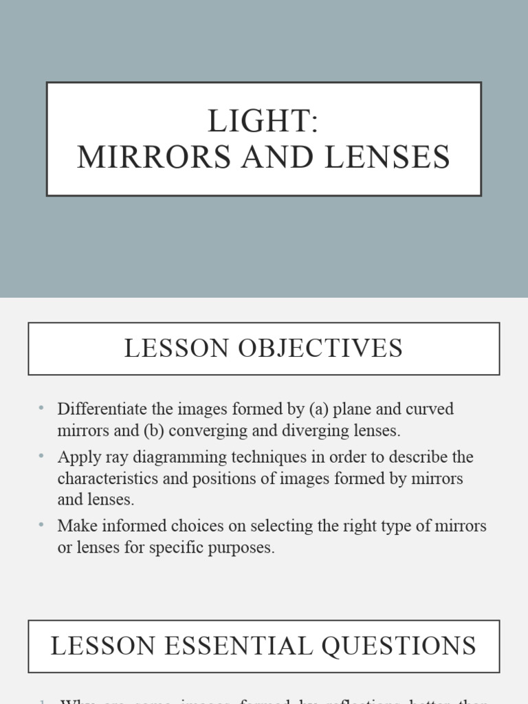 Mirrors and Lenses | PDF | Mirror | Reflection (Physics)