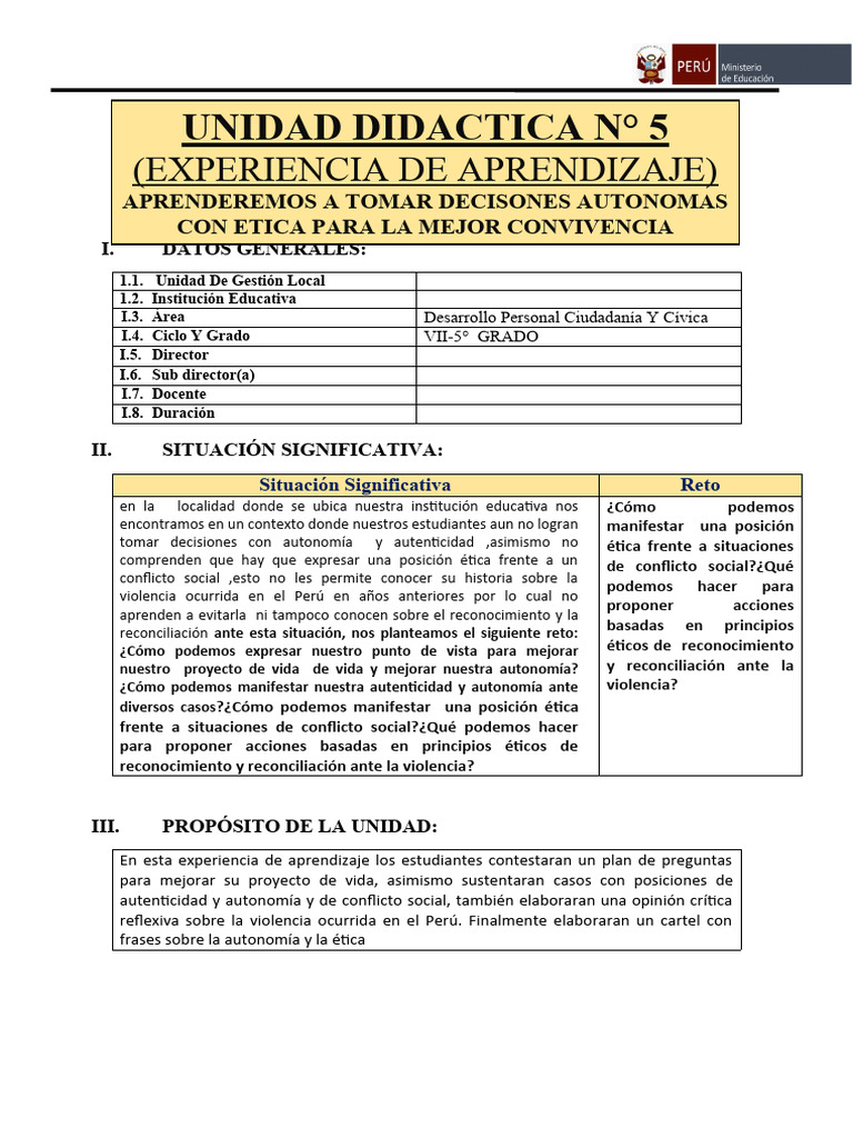 5° Unidad Didactica #5 | PDF | Evaluación | Aprendizaje