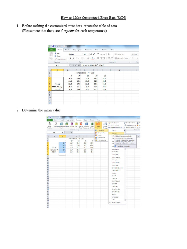 Copy of HowTocreate error bars for SD | PDF | Standard Error | Chart