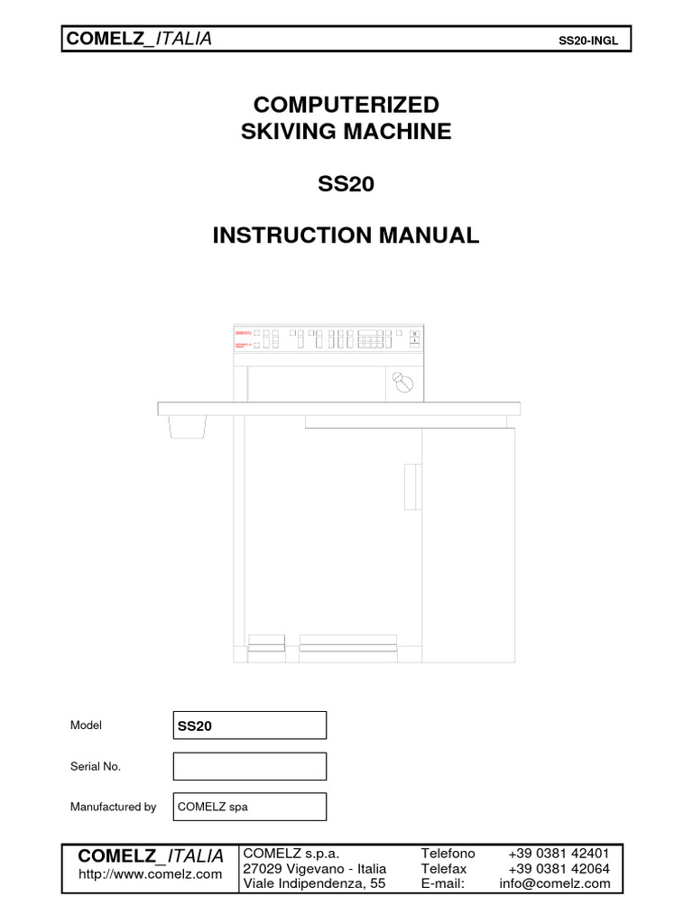 Computerized Skiving Machine SS20 Instruction Manual: Comelz - Italia ...