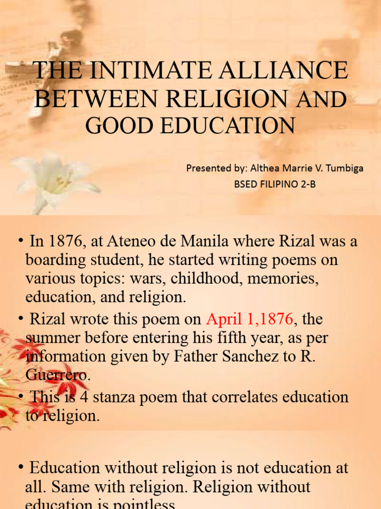 Rizal's Alliance of Religion and Education | PDF | Virtue