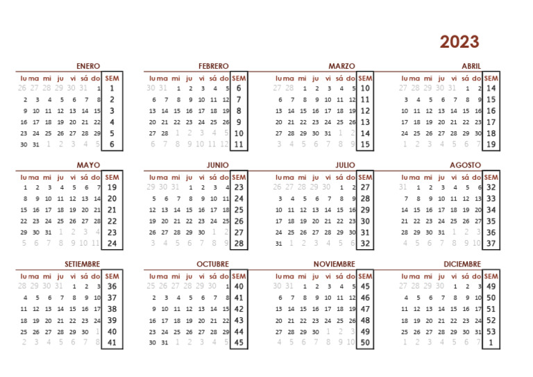 Calendario Con Semanas | PDF