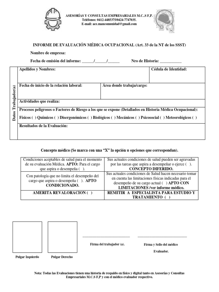 Modelo Informe Médico Nuevo | PDF