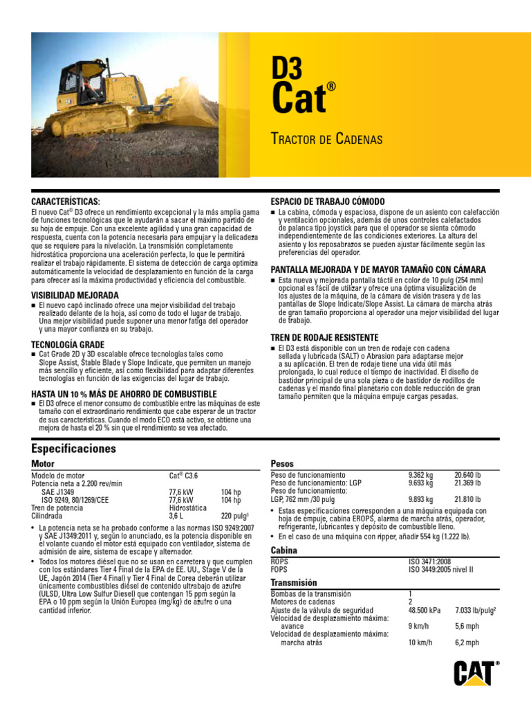 Brochure CAT D3 | PDF | Ingeniería mecánica | Bienes manufacturados