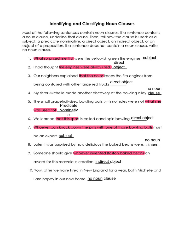 Identifying Noun Clauses 9, OCT | PDF
