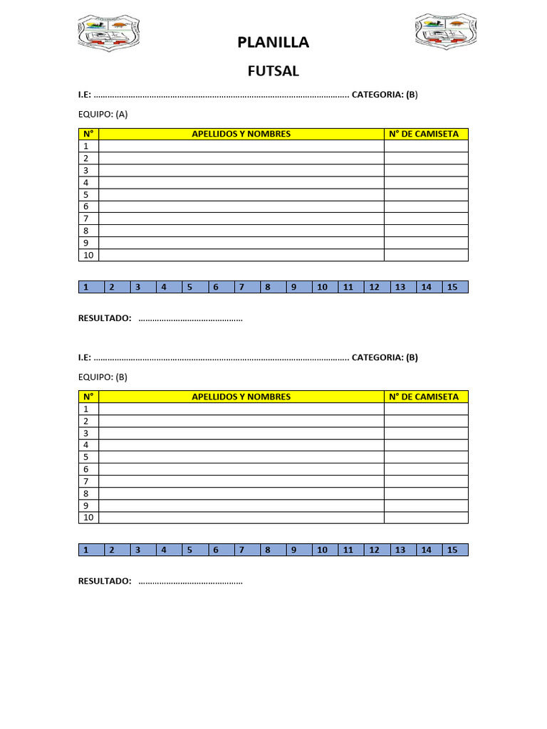 Planilla de Futsal | PDF