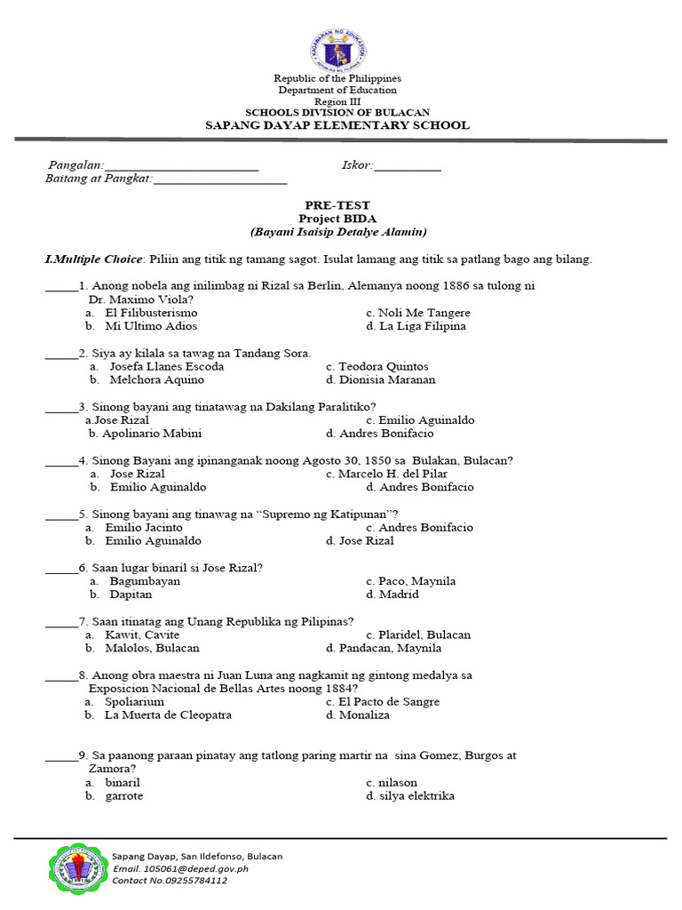 Pre-Test Project Bida | PDF