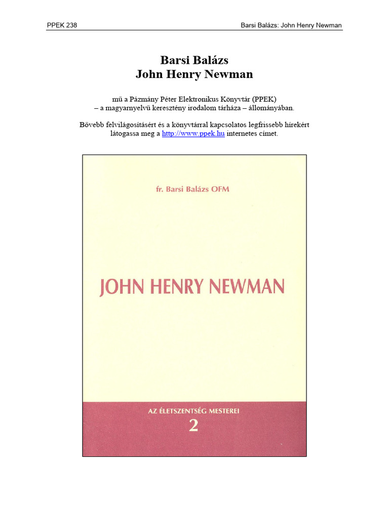 Barsi Balazs John Henry Newman 1 | PDF Barsi Balazs John Henry Newman 1 | PDF
