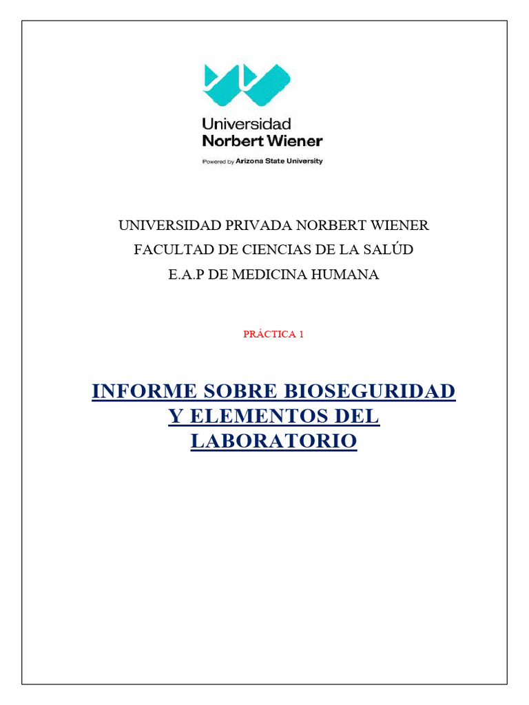 Informe Biologia Cel y Molec Practica Bioseguridad y Materiales de Laboratorio Grupo-1 | PDF ...
