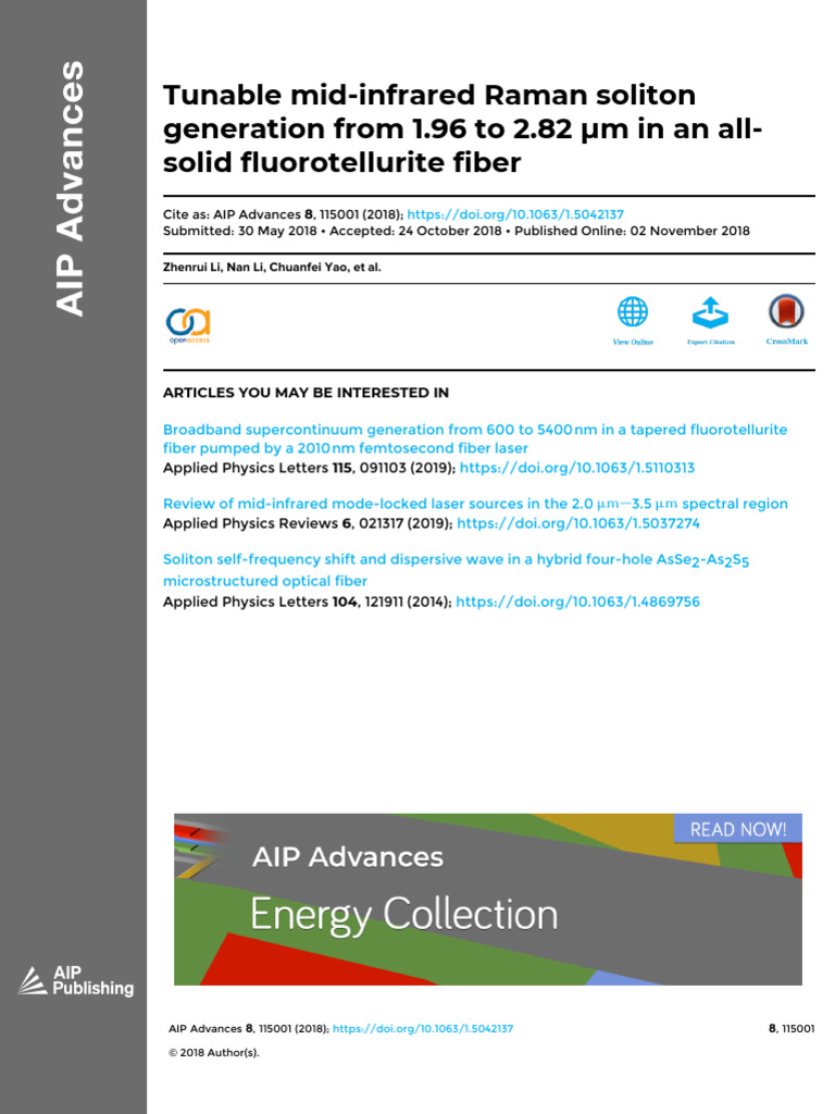 Tunable Mid-Infrared Raman Soliton Generation From | PDF | Optical ...