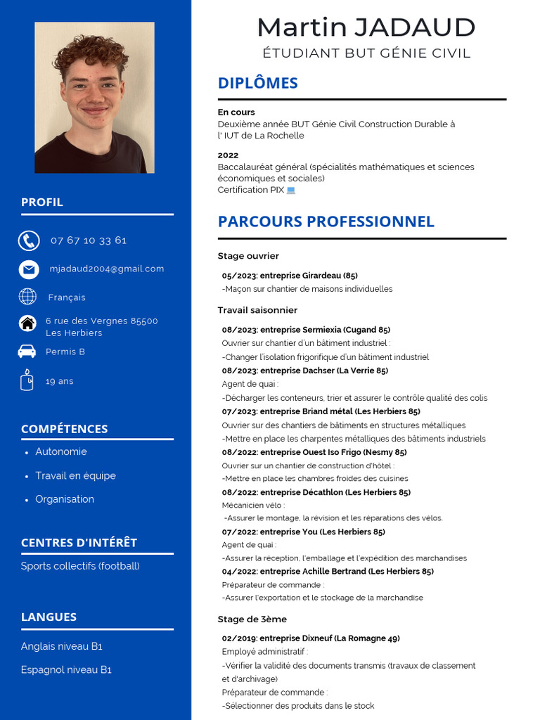 CV Jadaud Martin A Jour | PDF