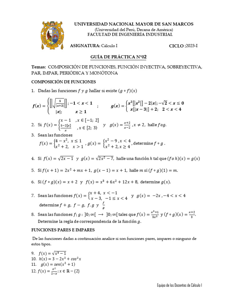 Práctica Dirigida 2 | PDF | Matemáticas | Análisis matemático