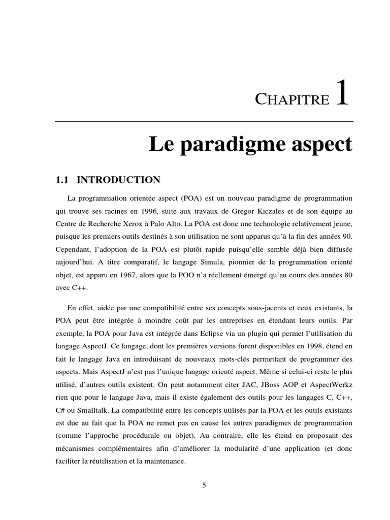 B1 Chapitre 1 Le Paradigme Aspect | PDF | Programmation informatique ...