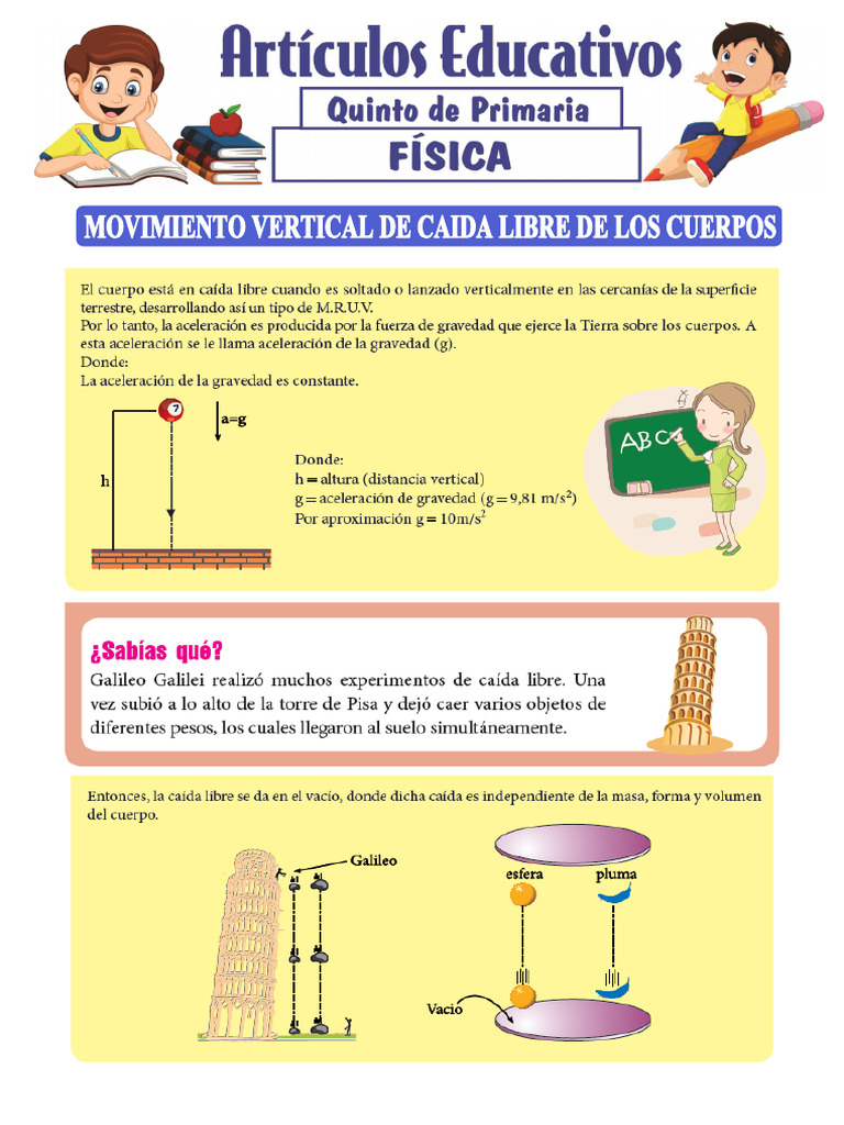 Movimiento Vertical de Caida Libre de Los Cuerpos para Quinto de ... Movimiento Vertical de Caida Libre de Los Cuerpos para Quinto de ...