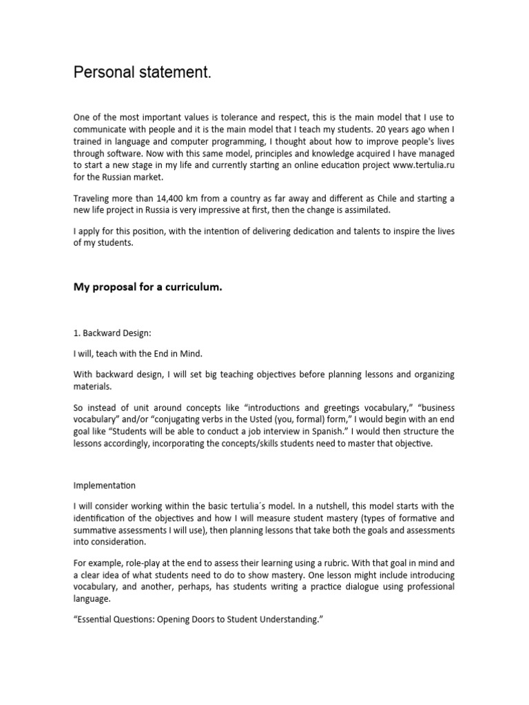 Personal Statement | PDF | Learning | Human Communication