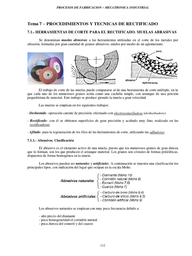 Tema 07 - Procedimientos y Tecnicas de Rectificado | PDF | Abrasivo | Materiales