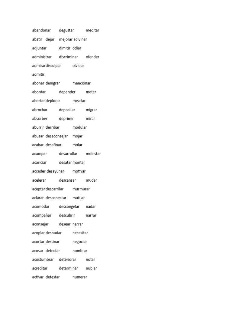 100 Verbos en Español | PDF
