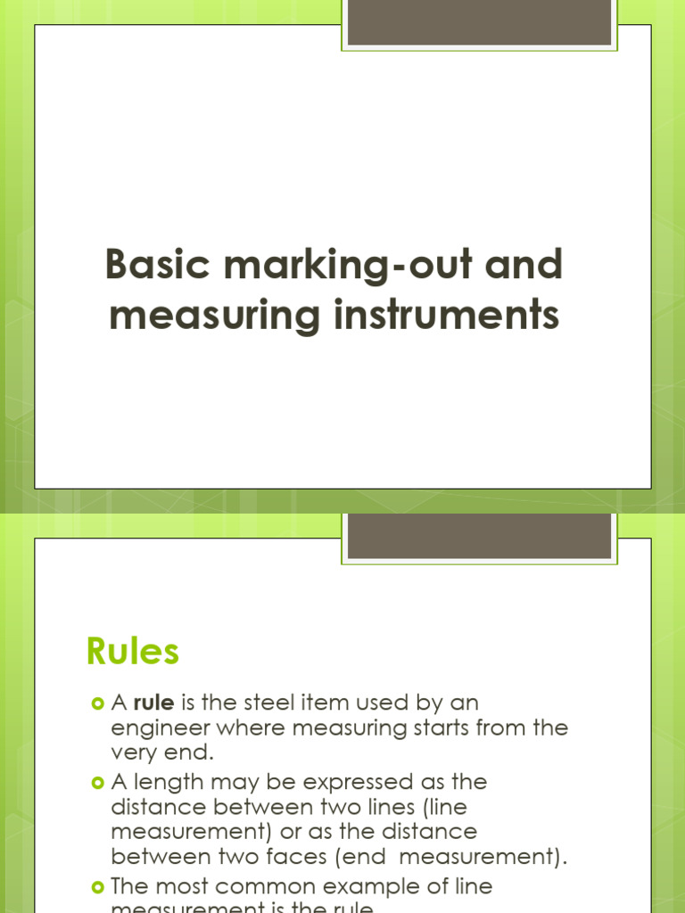 Basic Marking Out and Measuring Instruments | PDF | Sheet Metal | Screw