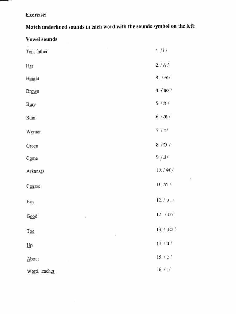 4 Matching Vowel Sounds | PDF