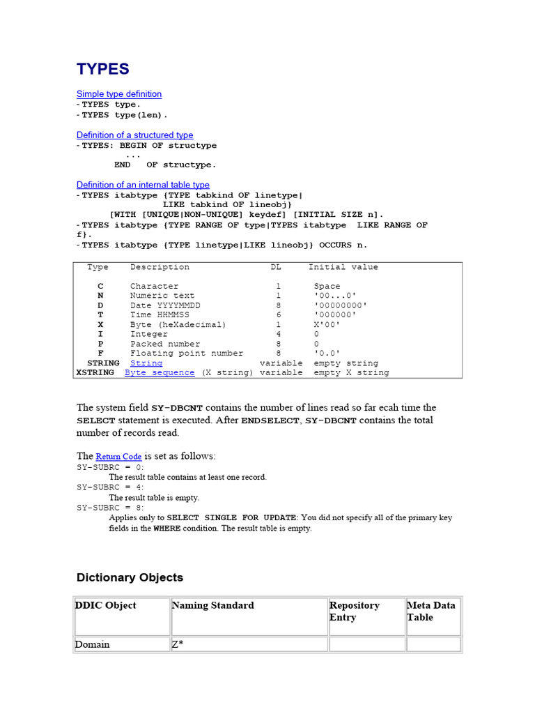 Sap Abap Naming Conventions Pdf Parameter Computer Programming