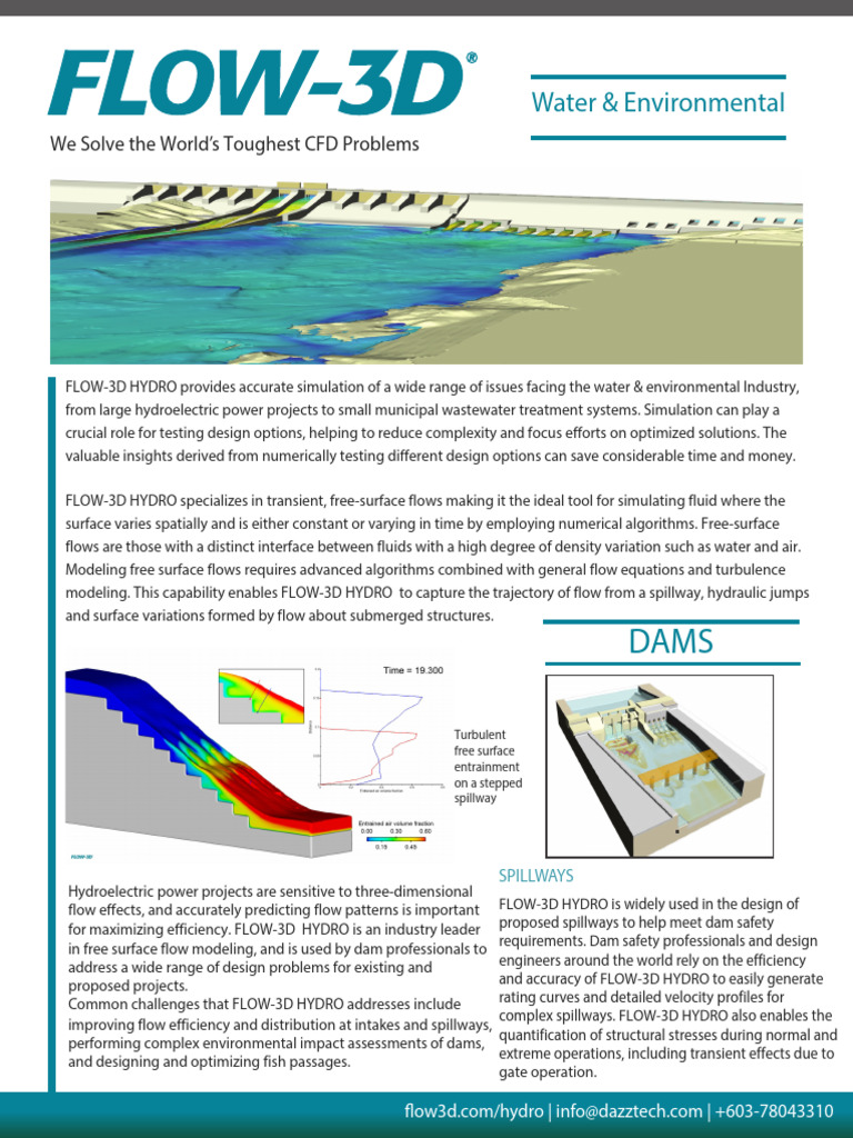 Flow 3d Hydro Water Environmental Brochure Pdf Fluid Dynamics