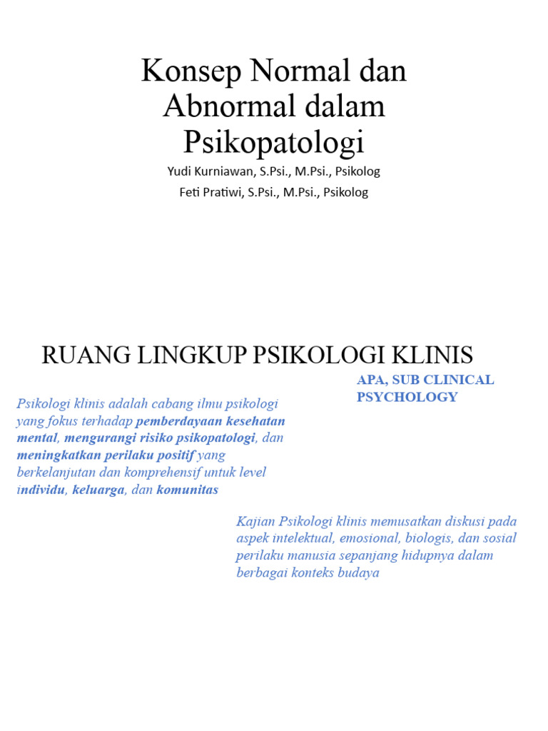 3 - Konsep Normal Dan Abnormal Dalam Psikopatologi | PDF