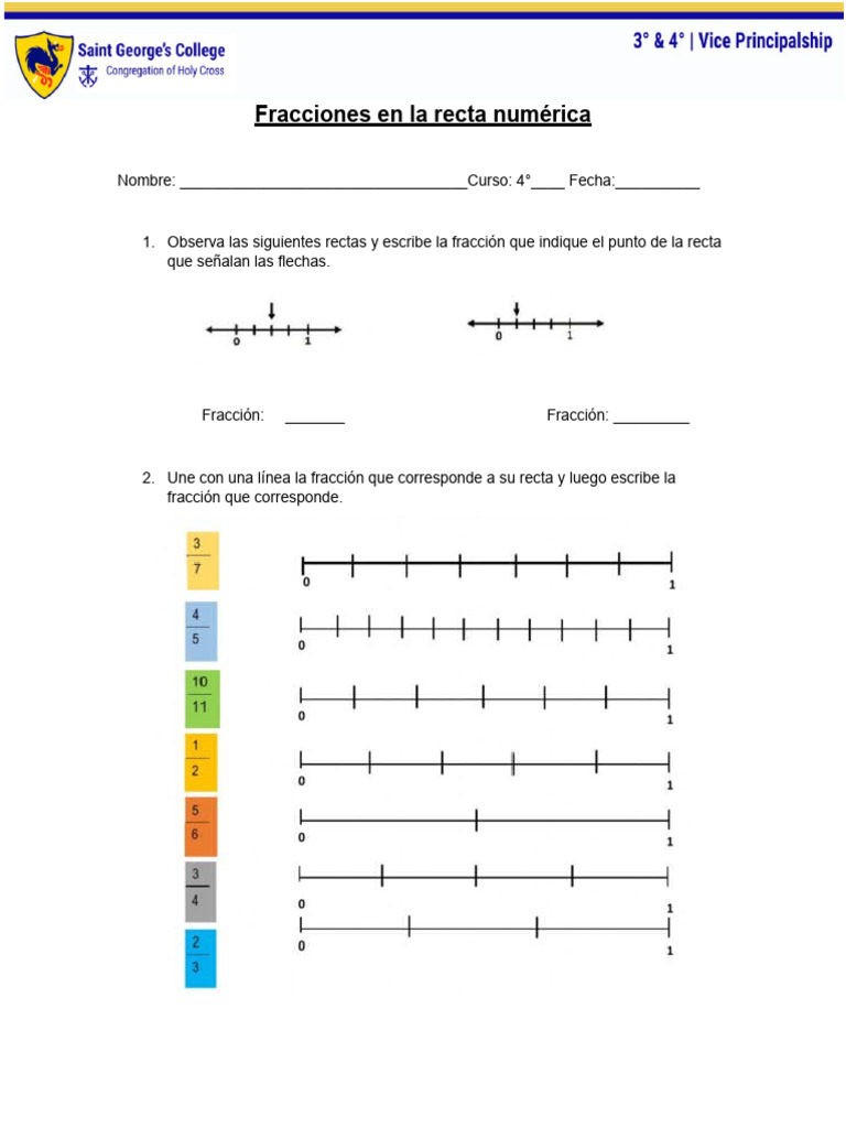 Fracciones en la recta numérica | PDF