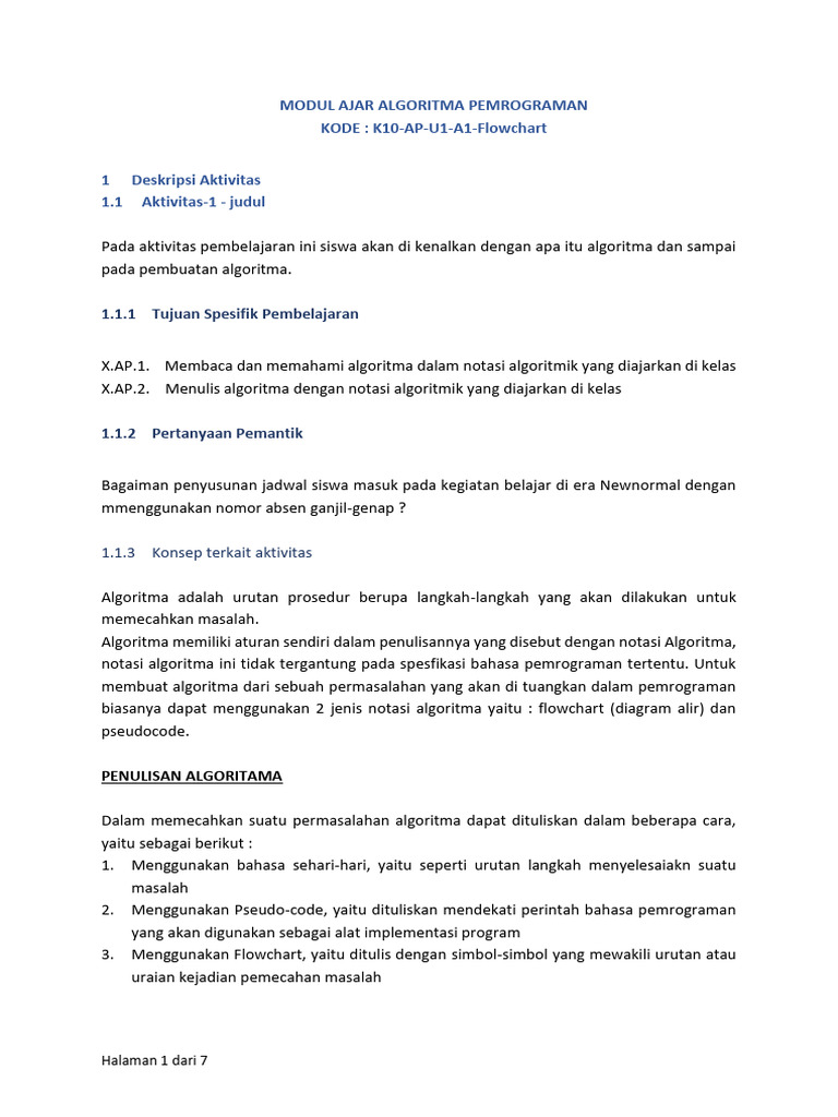 Modul Ajar Informatika - Konsep Flowchart - Fase E | PDF