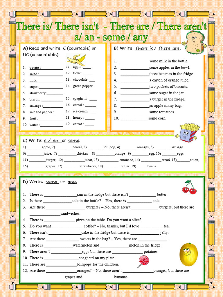 Tehere Is-There Are - A-An - Some-Any | PDF | Food And Drink | Cooking