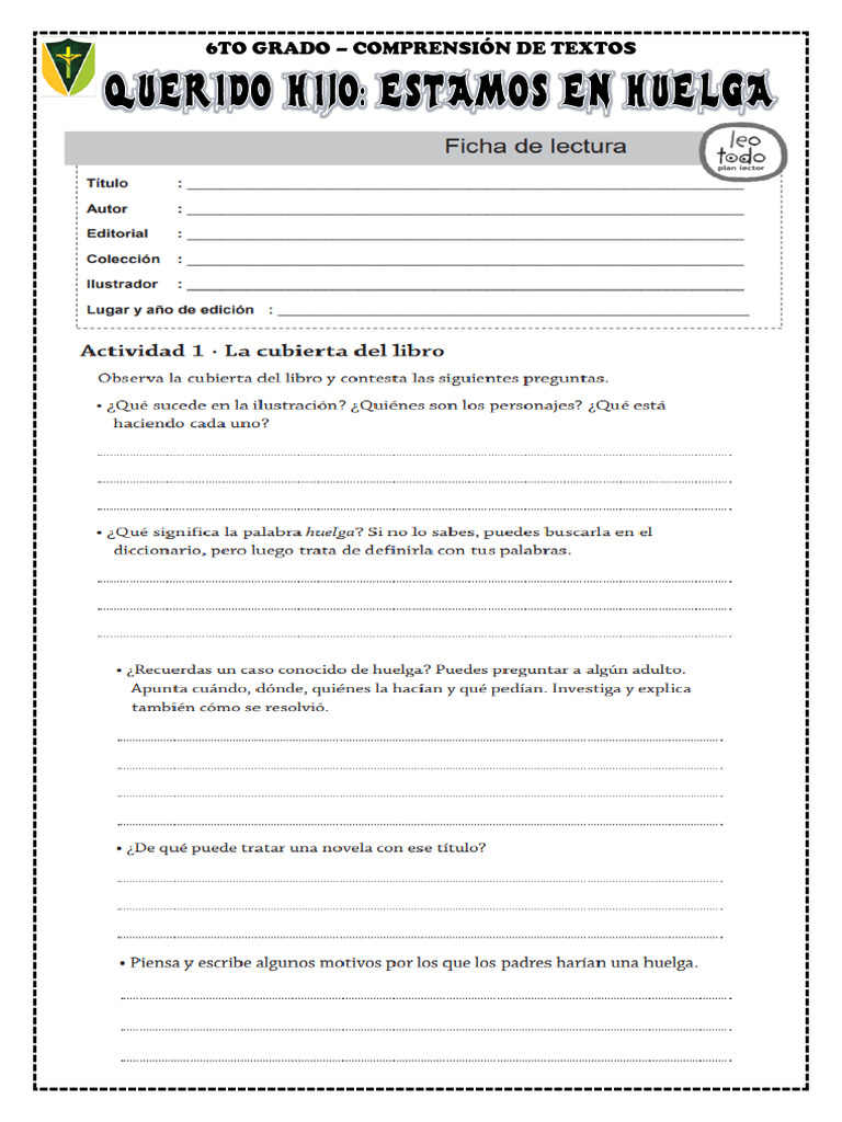 Ficha 1 Querido Hijo Estamos en Huelga | PDF Ficha 1 Querido Hijo Estamos en Huelga | PDF