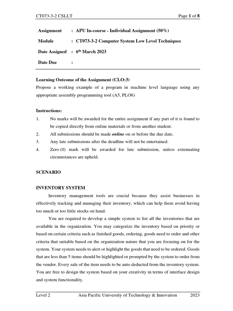 APU CSLLT Assignment | PDF | Computer Programming | Apa Style
