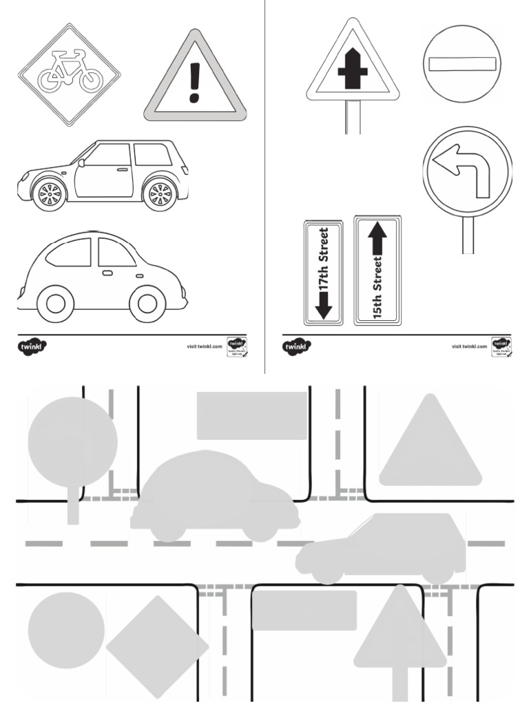 T T 16048c Road Sign Shape Matching Activity Black and White | PDF