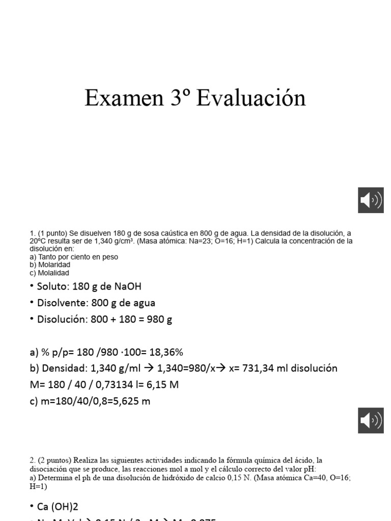 Examen 3º EVAL (4) | PDF | Concentración | Ph