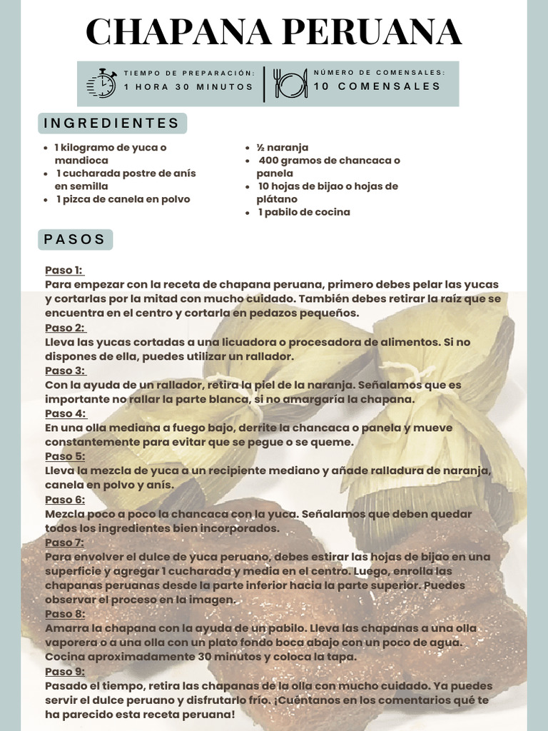 Receta de Chapana Peruana Dulce | PDF | Salud y bienestar