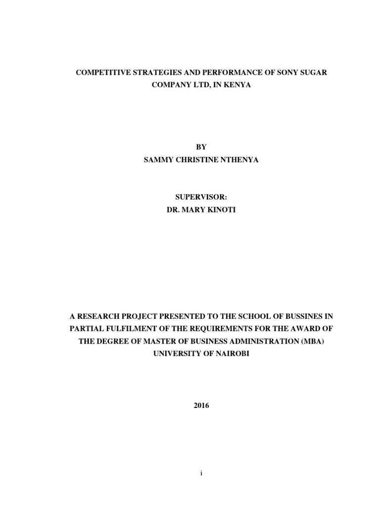 Sony Sugar Company Competitive Strategies | PDF | Strategic Management ...