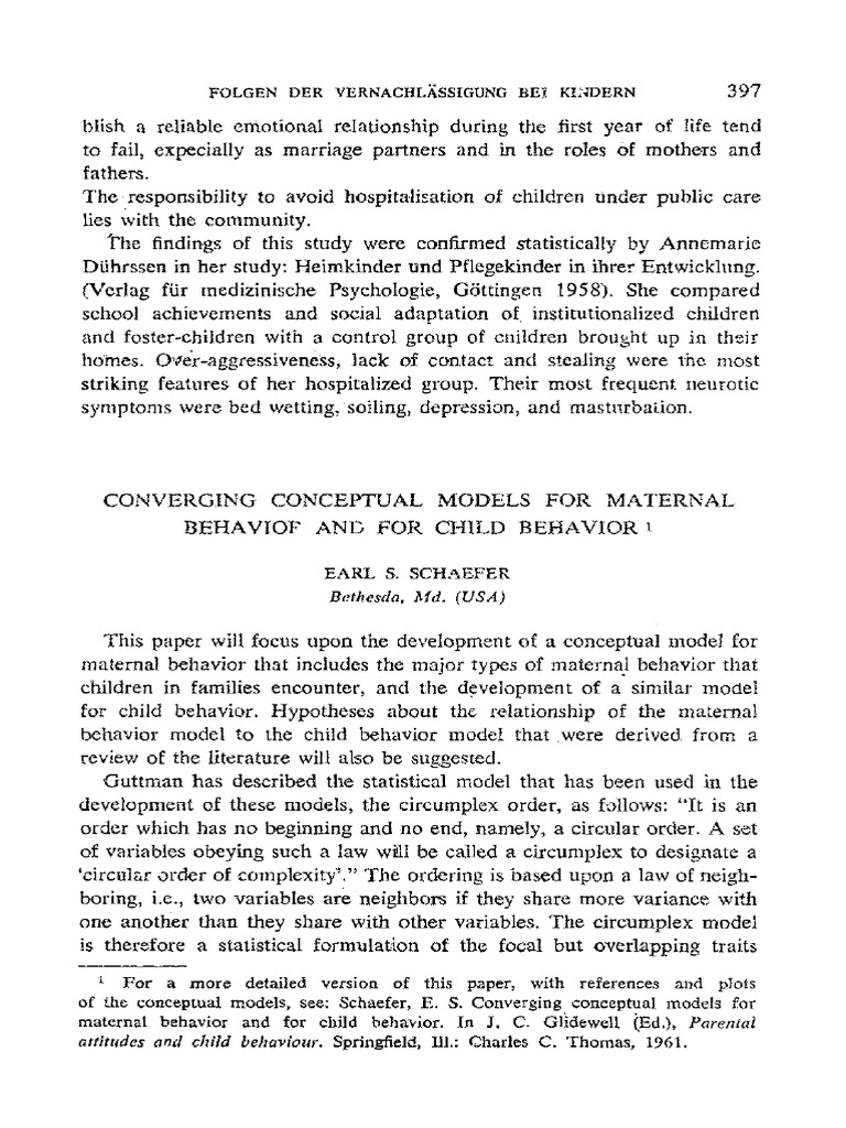 Converging Conceptual Models of Maternal Behavior (1961) | PDF | Extraversion And Introversion ...