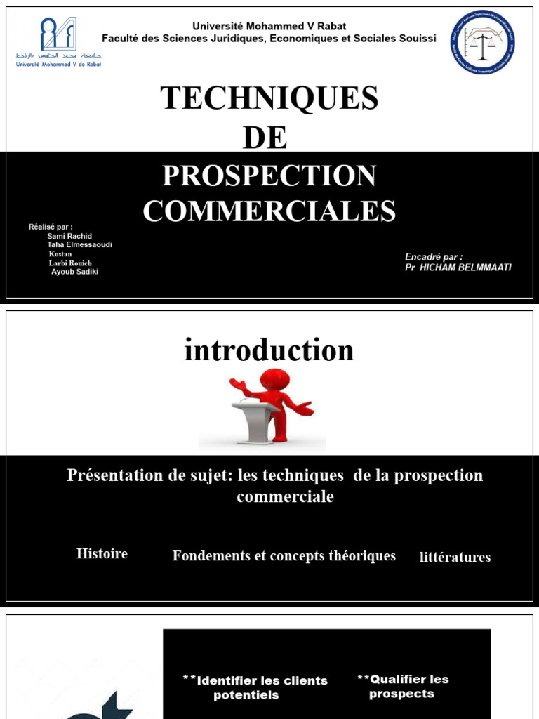 TECHNIQUES DE PROSPECTION COMMERCIALES (1) PPT Sami Introduction | PDF | Commercialisation ...