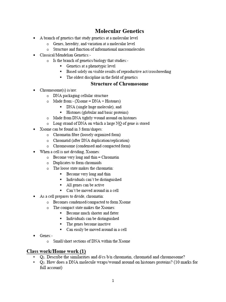 Biology Note For Grade 12 (Unit Three Molecular Genetics | Download ...