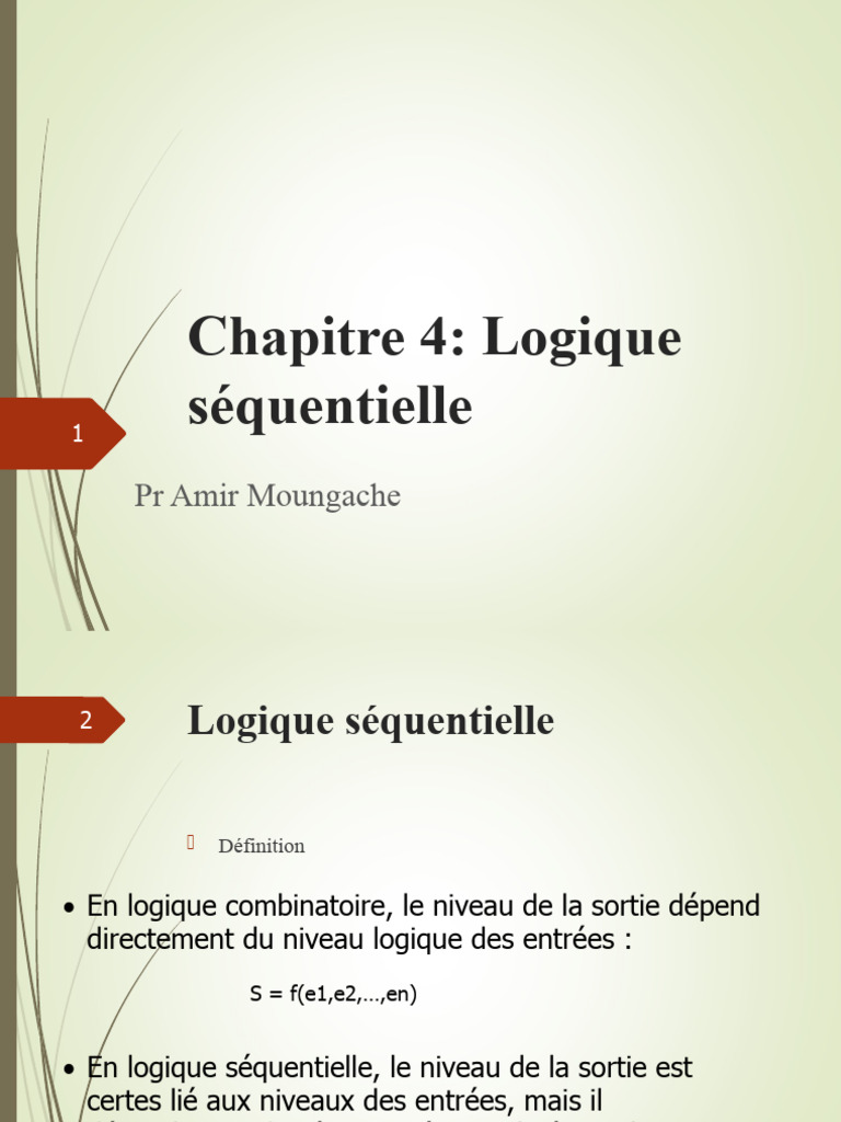 Ch4 Revisions - Logique - Sequentielle | PDF | Électronique numérique ...
