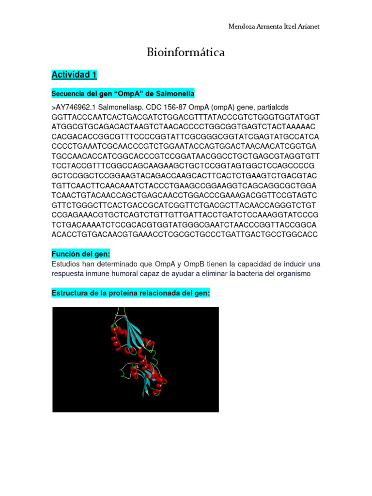 Actividad 1 Bioinformática | PDF | Gene | Sistema inmune
