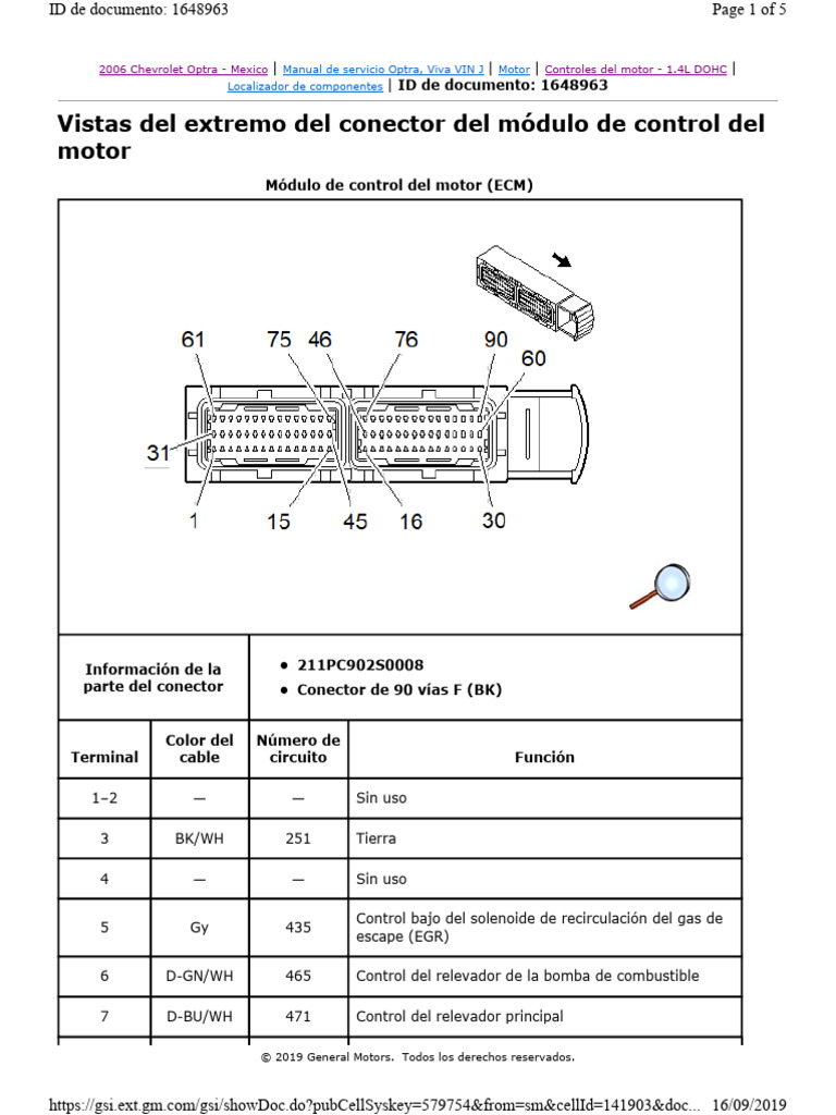 Optra 1.4 2006 Ecm Conector | PDF | Tecnología de vehículos | Industria ...