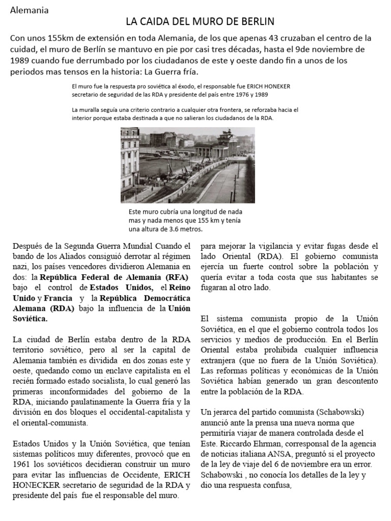 Caida Del Muro de Berlin | PDF | muro de Berlín | Alemania del Este