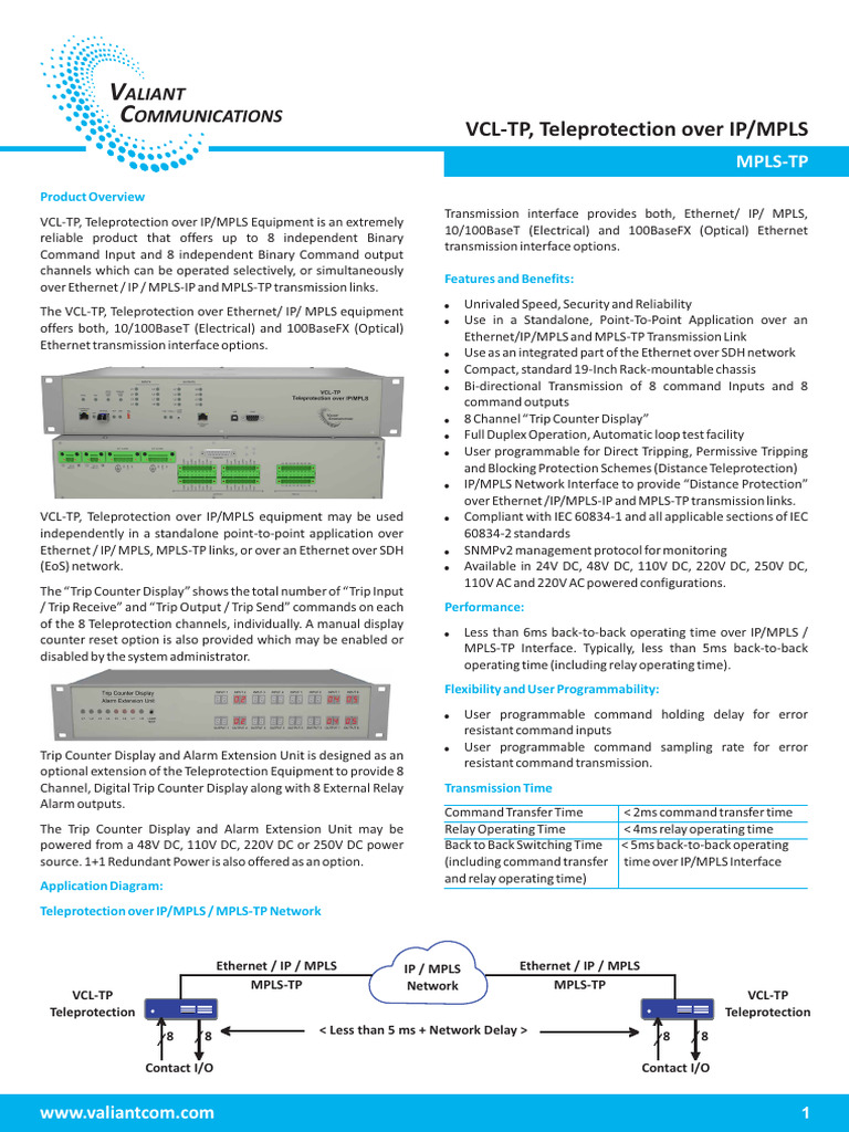 VCL-TP - Teleprotection over IP MPLS | PDF | Relay | Ethernet