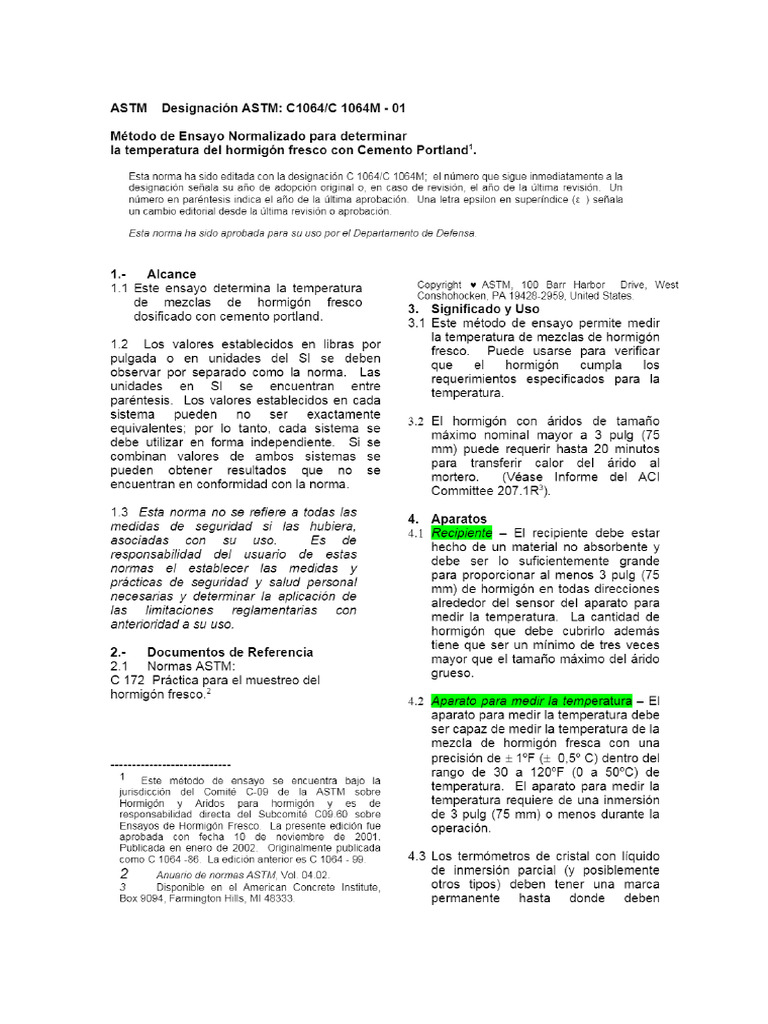 Astm C 1064 01 PDF | PDF